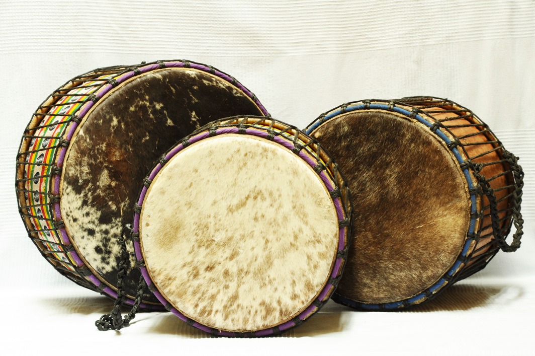 Set de trois mini-doumdoums Ghana : acheter set dunduns (dununs, doundouns)