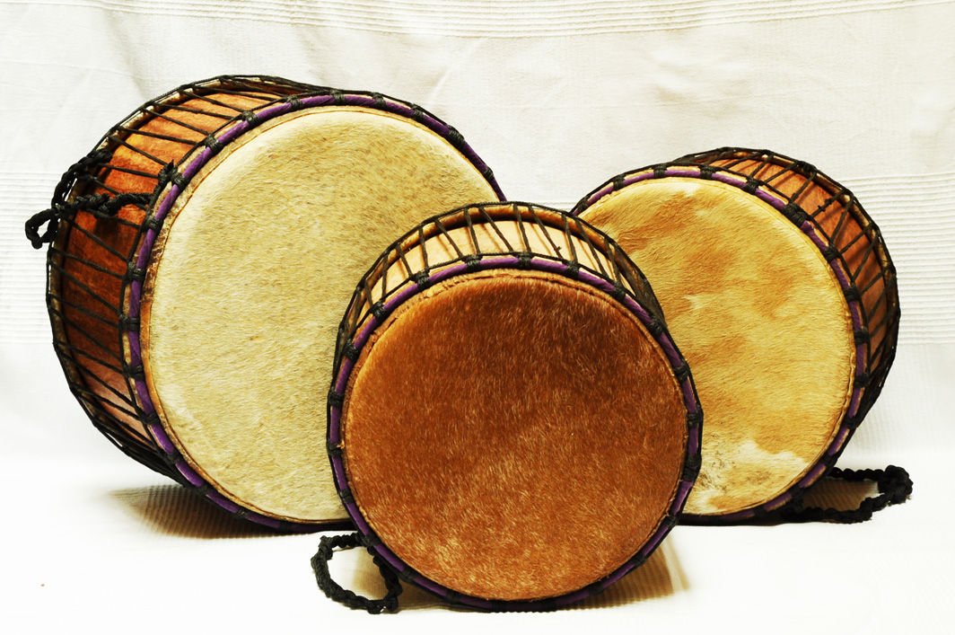 Set de trois mini-doumdoums Ghana : acheter set dunduns (dununs, doundouns)